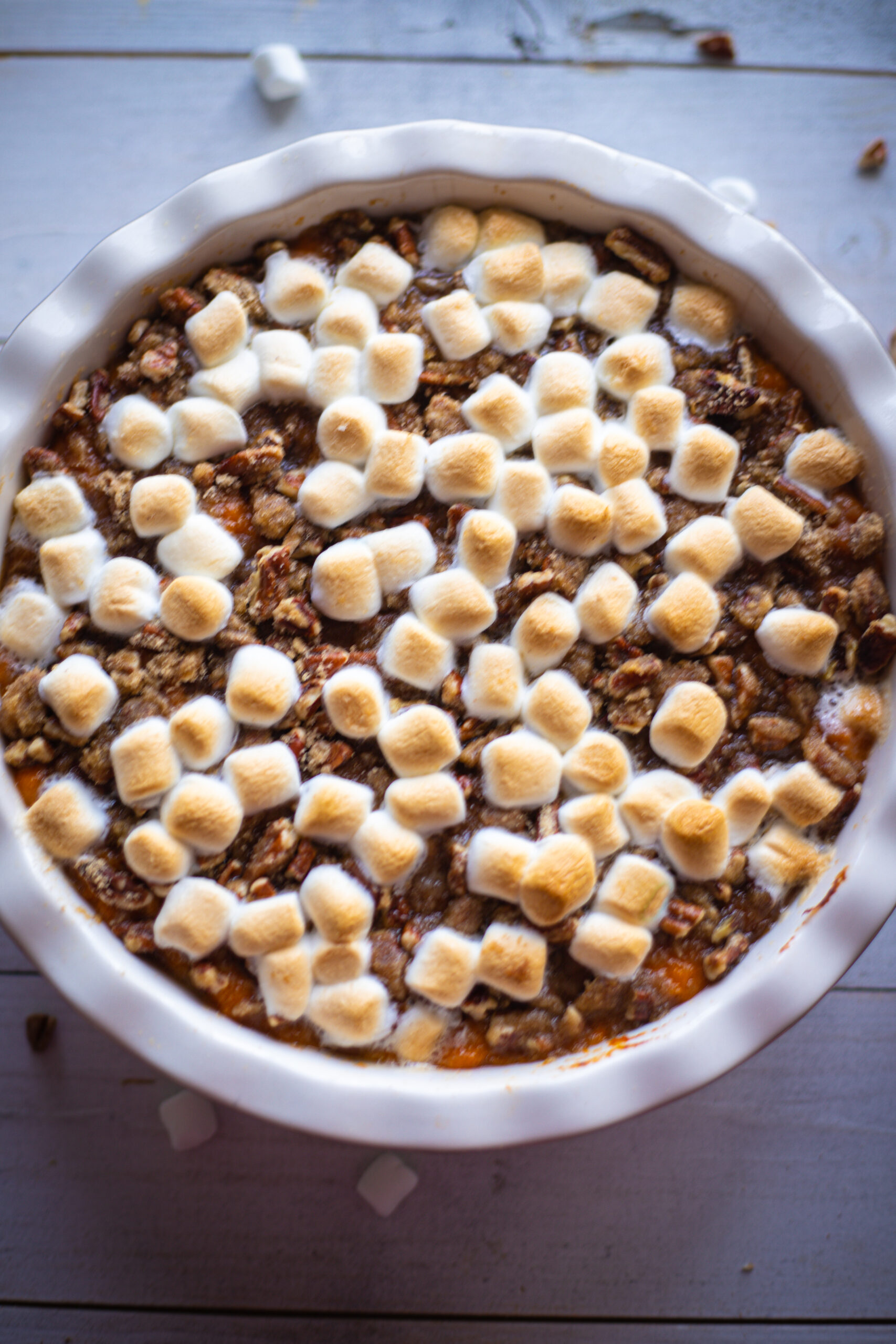 Quick And Easy Sweet Potato Casserole With Pecans And Marshmallows